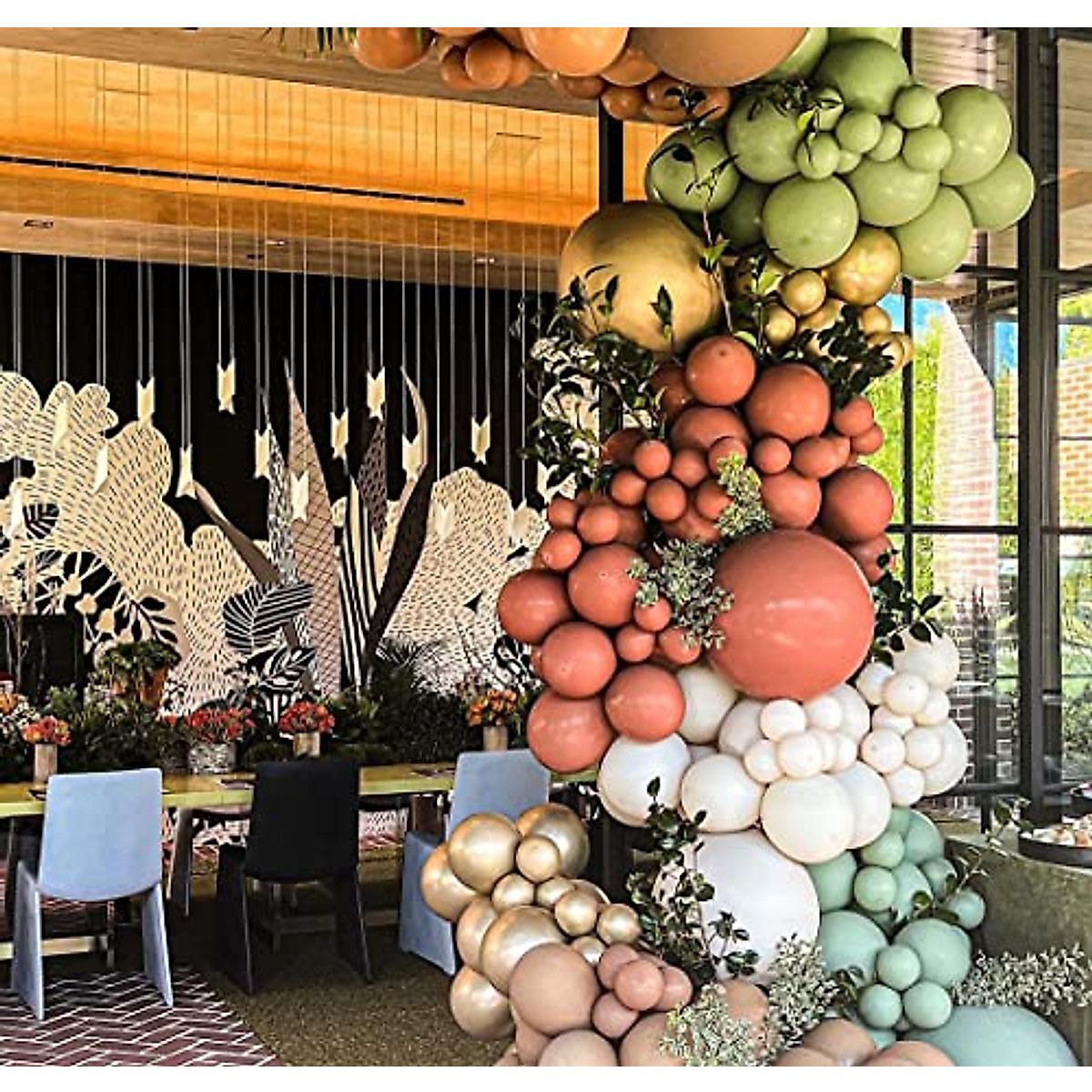 Brown And Green Balloon Garland Kit Olive Green Coffee White Sand Brown Gold Metallic 157PCS Latex Balloons For Baby Shower Jungle Safari Wild One Woodland Theme Party Decorations