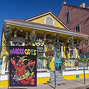 CROWNED BEAUTY Mardi Gras Burlap Garden Flag 12×18 Inch Double Sided Crawfish New Orleans Carnival Celebration Outside Vertical Holiday Yard Decoration