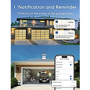 Smart Garage Door Opener Remote with External Antenna, Up to 3 Single Doors, Compatible with Apple HomeKit, Amazon Alexa, Google Assistant, SmartThings, App Control, No Hub Needed