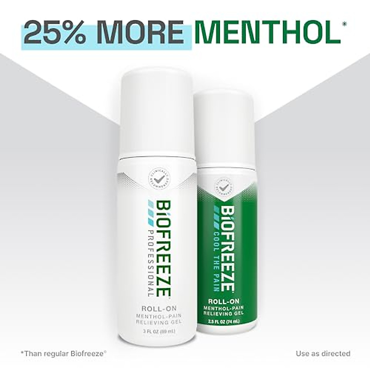 Biofreeze 13566 Professional Menthol Roll-On Pain-Relieving Gel 3 FL oz Green, Backache, Strains, Bruises, & Sprains, Pack of 3