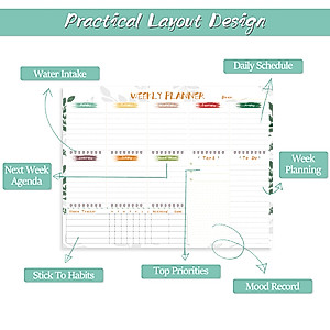 Weekly Planner Notepad - Undated Tear-Off Desk Notepad for To Do List, Notes and Habit Tracker -52 Thick Pages Weekly Calendar for Work Goals Daily Schedule, 8.5 x 11”