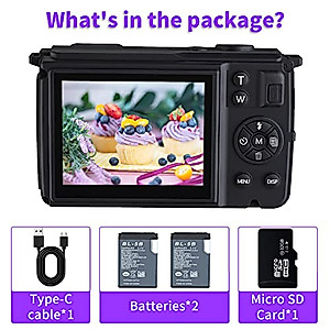 Digital Camera, FHD 4K Digital Camera for Kids with 16X Digital Zoom Compact Point and Shoot Camera Portable Small Camera for Kids Teens Students Boys Girls