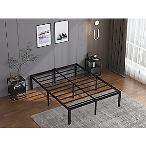 AROMUSTIME 16 Inch Standard Metal Platform Bed Frame / 3,000 lbs Heavy Duty Steel Slat Easy Assembly Mattress Foundation/Noise Free/Box Spring Replacement, Queen