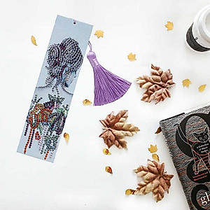2 PCs 5D Diamond Bookmarks DIY Painting Bookmarks Beauty Looking Back Beaded Bookmarks with Tassels Leather Tassel Diamond Bookmark Gift