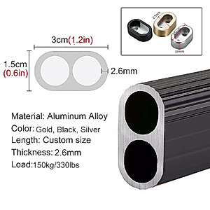 Wall Mounted Aluminum Closet Bar for Hanging Clothes 24 28 30 34 36 38 40 46 50 Inch Long, Detachable Clothes Hanging Rod Pole Wardrobe Storage Clothing Organizer Rack System Kit (Color : Silver, Si