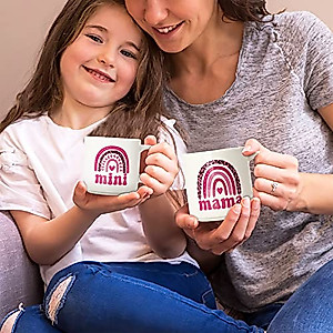 Nefelibata Mama Mini Mug Set of 2 Pink Leopard Boho Rainbow Mommy and Me Mother's Day Gifts Hot Cold Ceramic Cups Coffee Tumbler for Mother Daughter Mama and Me Matching Gift for Women