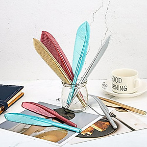 Frienda 12 Pieces Feather Gel Ink Rollerball Pens Feather Ballpoint Black Ink Pens, 0.38 mm Point