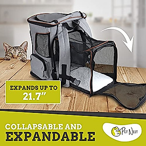 Pet Nest Expandable Pet Carrier Backpack for Cats, Dogs and Small Animals, Portable Pet Travel Carrier, Super Ventilated Design, Airline Approved, Ideal for Traveling/Hiking/Camping
