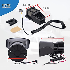 PA System for Car 100W 12V 7 Tone Sound Loud Car Siren Horn with Mic PA Speaker System, Car Megaphone Universal Fit