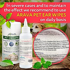 Arava Dog Ear Infection Treatment - First Aid in Acute & Chronic Inflammations - Anti Itch Effective Ear Cleaner - Pet Otic Ear Care Solution