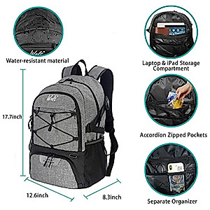 WOLT | Basketball Backpack Large Sports Bag with Separate Ball holder & Shoes compartment, Best for Basketball, Soccer, Volleyball, Swim, Gym, Travel (Grey)