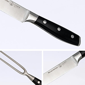 Messermeister Avanta Kullenschliff Carving Set - Includes 8” Carving & Slicing Knife + 7” Fork - German X50 Stainless Steel - Rust Resistant & Easy to Maintain