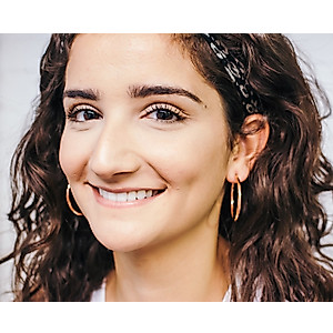 Large 14K Rose Gold Tube Hoop Earrings with Click-Down Clasp, 1.6 In (40mm) (3mm Tube)