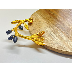 Robalo Acacia Wood Round Serving Tray with Metal Handles, 25cm Width, Brown