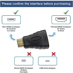 VCE HDMI Adapter 2-Pack, Mini HDMI to HDMI, 4K Support, Gold Plated, Compatible with Raspberry Pi, Camera, Camcorder, DSLR, Tablet, Video Card
