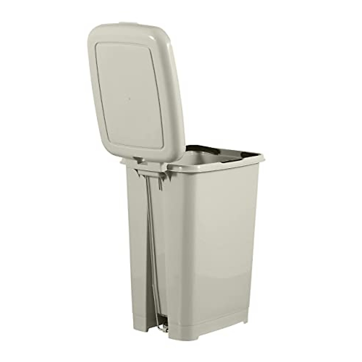Superio 6.5 Gal Slim Step On Pedal Plastic Trash Can, Waste Bin for Under Desk, Office, Bedroom, Bathroom- 26 Qt, Greige 2 Pack