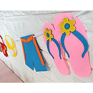 Beach Birthday Banner Garland Decorations for Hawaiian Aloha Luau Beach Pool Barbecue Party Beach Ball Happy Birthday Party Favor Supplies