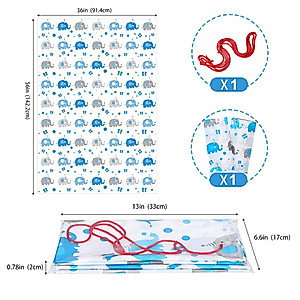 HANSWARE Extra Large Gift Bag for Presents,Shower Gift Bags for Boys, Jumbo Baby Gift Bag for Wedding Wrapping,Birthday, Party,Giant Huge Gifts- 56" x 36" (Blue Elephant, 1 Count)