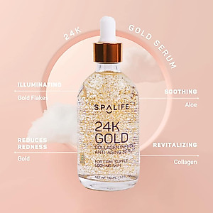 Spa Life Face Serum: 24K Gold Collagen Serum, Hydrating Hyaluronic Acid Serum 100 ml (3.7 oz) - For Supple Skin, Radiance Boosting, Firming & Hydrating (2 Pack)