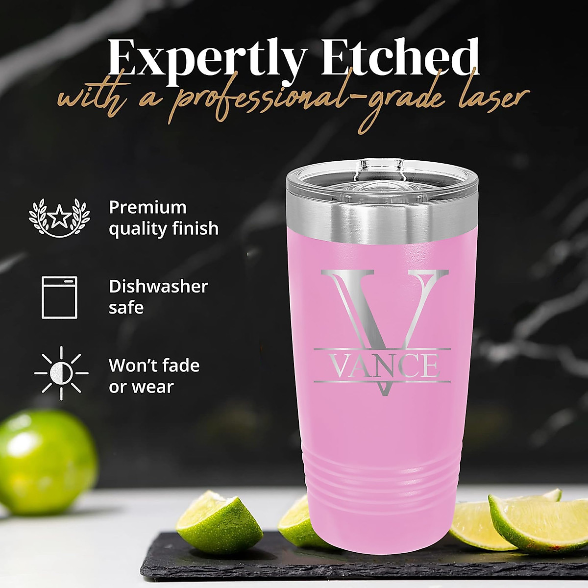 Personalized Tumbler with Engraved Name, Custom 20oz Stainless Steel Travel Mug with Lids, Monogrammed Gifts for Men with Initials, Double Wall Insulated, Unique Christmas Birthday Gift(Design 1)