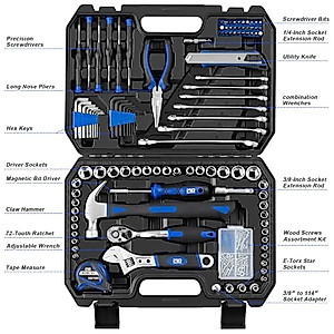 Prostormer 200-Piece Hand Tool Set, General Home and Auto Repair Tool Kit with Toolbox Storage Case for Mechanical Repair, DIY, Home Maintenance