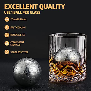 Gifts for Men Dad, Tikaton Whiskey Stones, Christmas Stocking Stuffers, Unique Anniversary Birthday Gift Ideas for Him Husband Boyfriend, Cool Retirement Gifts for Men, Silver Ball