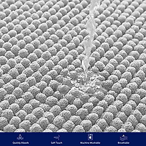 subrtex Bathroom Rugs Chenille Bath Rug Soft Short Plush Bath Mat Soft Shower Mat Water Absorbent Shower Mat Quick Dry Machine Washable(Light Gray,16" x 24")