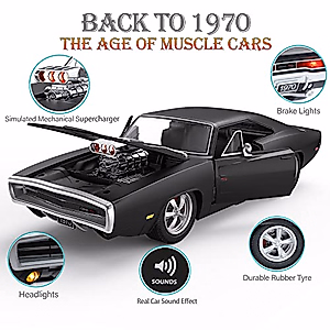 LEFFIHOB 1:16 Licensed 13 Inch Dodge Charger RC Car with Engine Sound and Light, 2.4GHz Remote Control Car Model Car for Boys and Girls, Collectible Holiday Birthday Gift for Kids and Adults