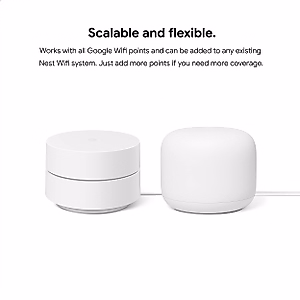 Nest WiFi Router and 2 Points - WiFi Extender with Smart Speaker - Works with Google WiFi (3 Pack) White