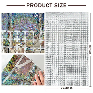 Foil Curtain Backdrop 2Pcs Silver Tinsel Foil Fringe Curtains Photo Booth Props Birthday Decorations Disco Ball Decor Bachelorette Party Decorations Graduation Decorations
