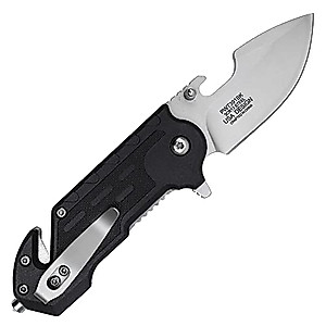 Buckshot Knives 6" Overall Spring Assisted Survival Folding Pocket Knife With Nylon Fiber Aluminum Handle (PWT391BK)