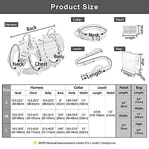Forestpaw Tactical Dog Harness for Large Dogs,Tactical Dog Collar with Bungee Leash Set,No Pull Military Dog Harness for Dog Walking Training,Adjustable for Medium Large Dogs,Black S