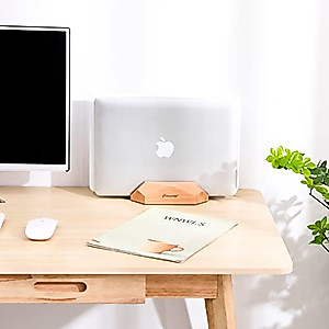 SINORHEMA Vertical Laptop Stand 2 Slots for Computer Desk Monitor Stand Double MacBook Holder and Dock Compatible with All MacBook Pro Air iPad Surfaces Beech