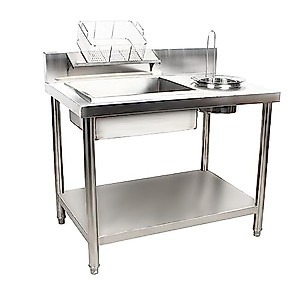 Breading Table Fried Food Prep Station, Commercial Manual Station Stainless Steel Fried Chicken Breading Prep Station (Silver)