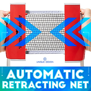 Franklin Sports Table Tennis to Go Portable Ping Pong Net Set - Any Table Top Adjustable, (2) Ping Pong Paddles + (2) Ping Pong Balls Included - 2 Player Table Tennis Set