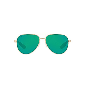 Costa Del Mar Unisex Peli Aviator Sunglasses, Brushed Gold/Green Mirrored Polarized-580G, 57 mm