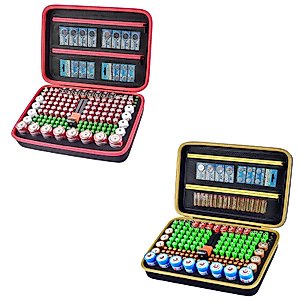 Battery Organizer Storage Case, Batteries Holder Container Carrying Hard Bag Box with Battery Tester Holds 162+ Battery Variety Pack AA AAA AAAA C D 9V 3V Lithium(Not Include Various Batteries)