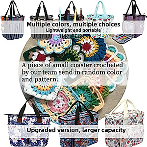 N/C Knitting Bag,Yarn Tote Organizer,Yarn Storage Bag for Crochet Hooks,Knitting Needles,Project and Supplies - No Accessories Included (Blue)