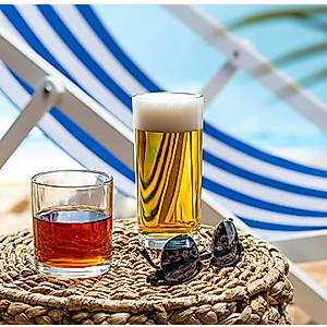 Everyday Drinking Glasses Set of 8 Drinkware Hurricane Glasses, Kitchen Glasses for Cocktail, Iced Coffee, Beer, Ice Tea, Wine, Whiskey, Water, 4 Tall Glass Cups & 4 Short Dof Drinking Glass