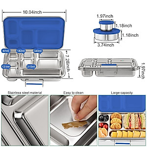 AOHEA Stainless Steel Bento Box Kids, Kids Metal Bento Lunch Box BPA Free Lunch Box Containers 304 Stainless Steel Bento Box for School and Office(Bule)