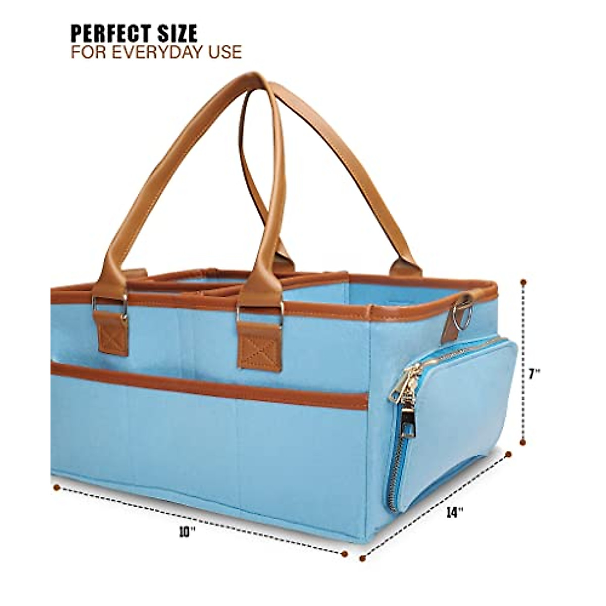 MELWEY Diaper Caddy - Newborn Essentials Must Haves,Baby Registry Basket,Nursery Changing Table and Car Storage Basket Organizer for Baby Boys Girls Shower Gift (Blue With Straps)