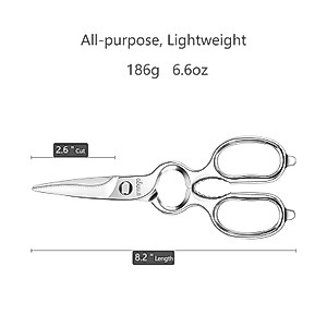 LIVINGO Kitchen Forged Shears Heavy Duty Come Apart Ultra Sharp Multi-function Stainless Steel Scissors Bottle Opener, Nut Cracker 8.5 inch