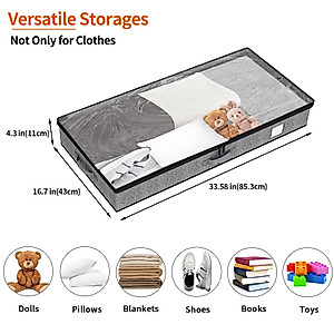 Fixwal 4 Pack Underbed Storage Containers, Below 4.5 Inches Low Profile Under Bed Organizer Clothes Storage Bins with Sturdy Sidewalls and Bottom