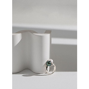 HUKQBUNX 925 Sterling Silver Two Natural Pearls CZ Black Pearl White Pearl Women's Precious Wedding Engagement Couple Party Ring