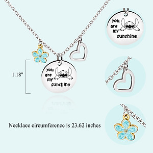 ZZLTAWS Stitch Necklace for Girls Women, Ohana Inspired Necklace Stitch Birthday Necklace Gifts, The Best Gift for Daughters、Granddaughters、Nieces, and Stitch Lovers (To My Daughter)