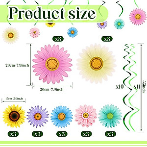 42 Pieces Sun Flowers Hanging Swirl Decorations Sunflower Ceiling Hanging Decor Back to School Decor Sunflower Spring Party Decor for Classroom Blackboard Decor