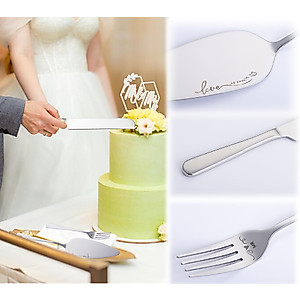 iooiluxry Cake Cutting Set for Wedding, Wedding Cake Knife and Server set Silver Cake Cutter Set and Pie Server Spatula for Wedding Anniversary Birthday Christmas Gifts (Silver)