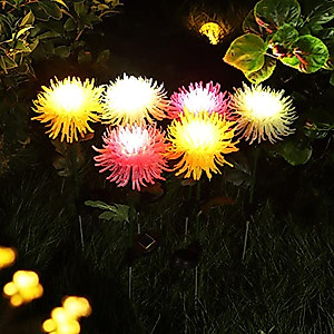 MIWEITOO Solar Flowers Lights Outdoor Decorative, Chrysanthemum Design Landscape Path Lights, Waterproof LED Solar Garden Stake Lights for Patio, Garden, Yard, Lawn, Pathway(White)