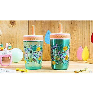 Zak Designs Disney Lilo and Stitch Kelso Tumbler Set, Leak-Proof Screw-On Lid with Straw, Bundle for Kids Includes Plastic and Stainless Steel Cups with Bonus Sipper (3pc Set, Non-BPA, Stitch)