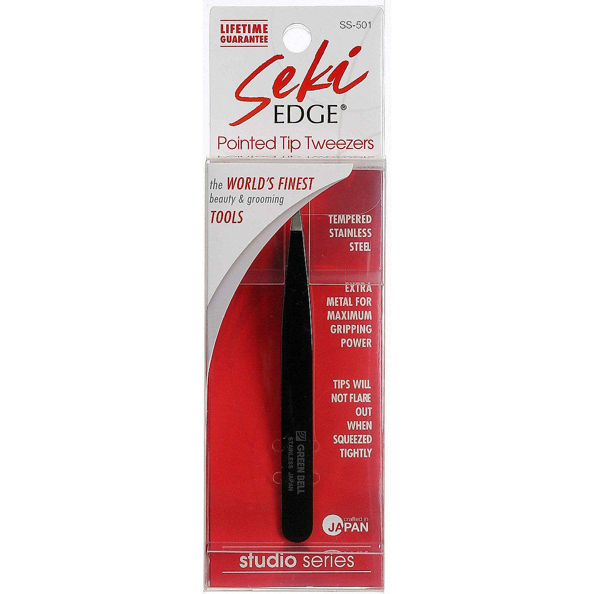 SEKI EDGE SS-501- Black Stainless Steel Point Tweezer